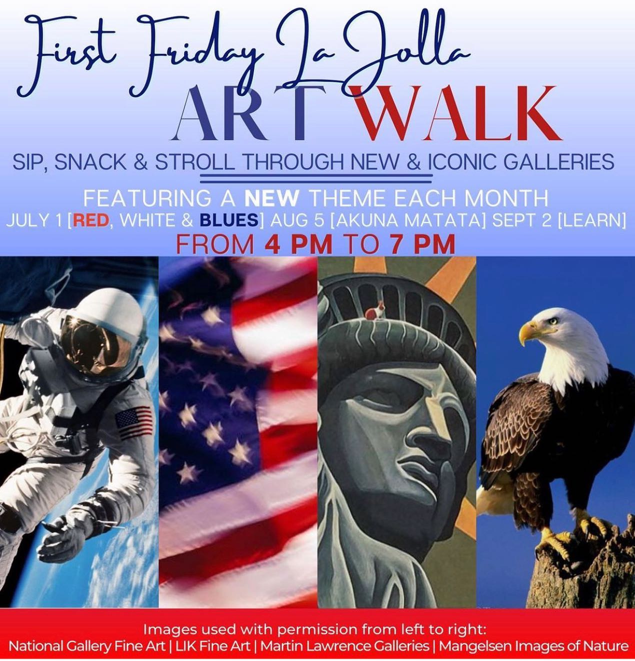La Jolla First Friday Art Walk Celebrates Red, White & Blues - LaJolla.com